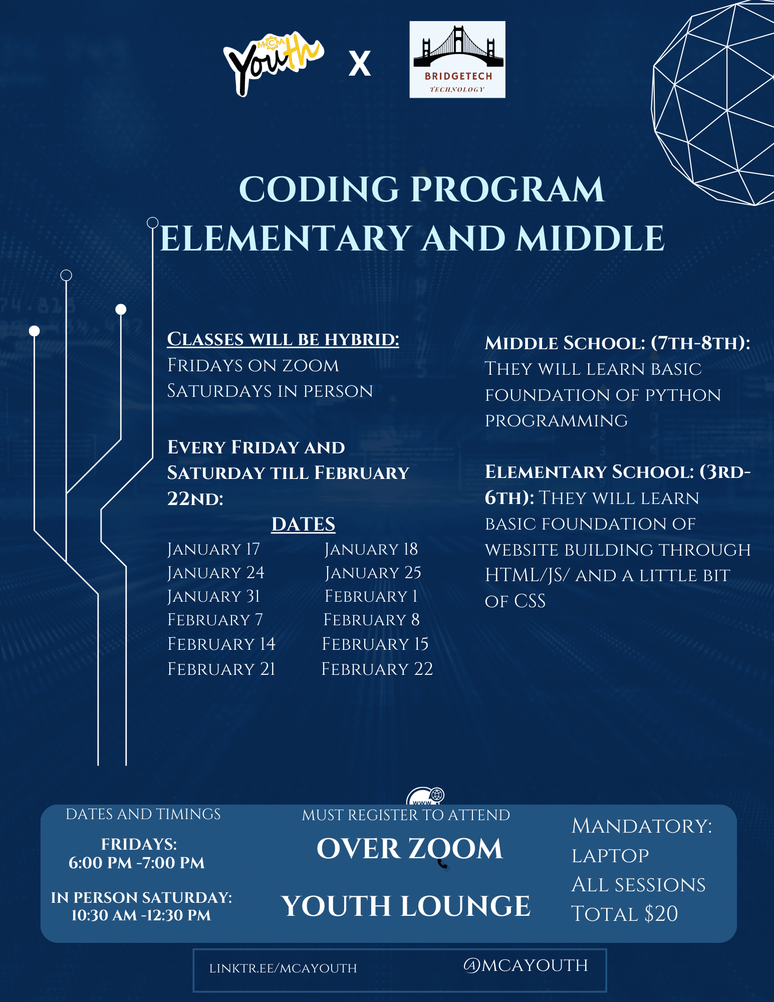 MCA Youth x Bridgetech Technology Coding Program | Muslim Community Association